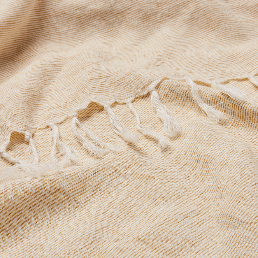 Malmo Linen Throw Honey Stripe | Adairs