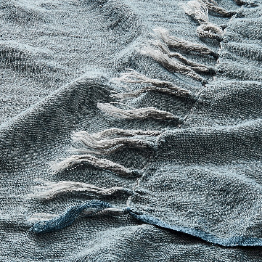 Malmo Dusty Blue Linen Throw | Adairs