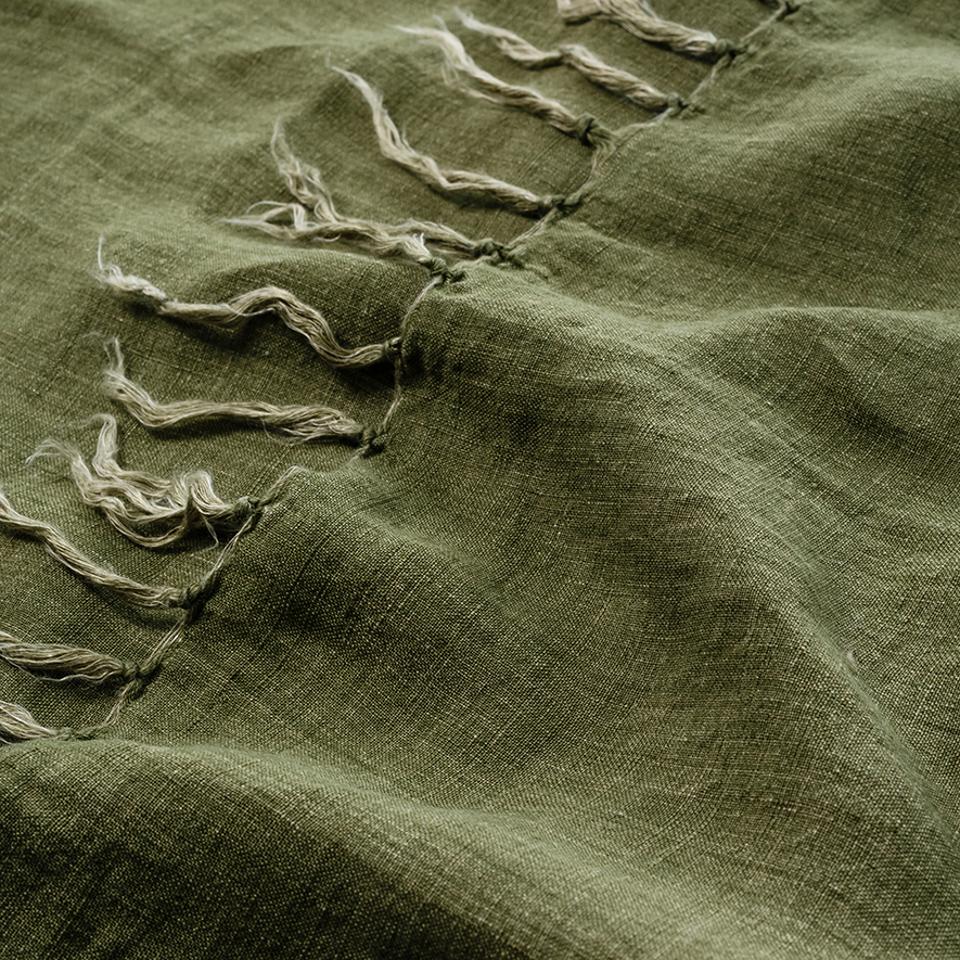 Malmo Linen Throw Olive | Adairs