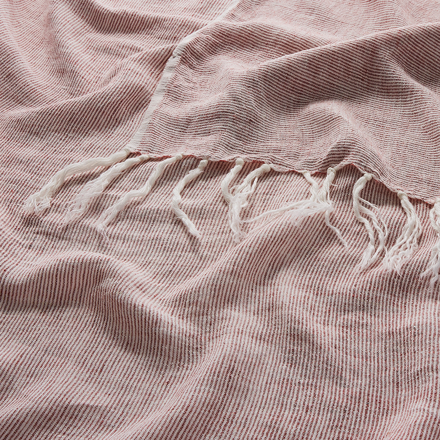 Malmo Linen Red Stripe Throw | Adairs
