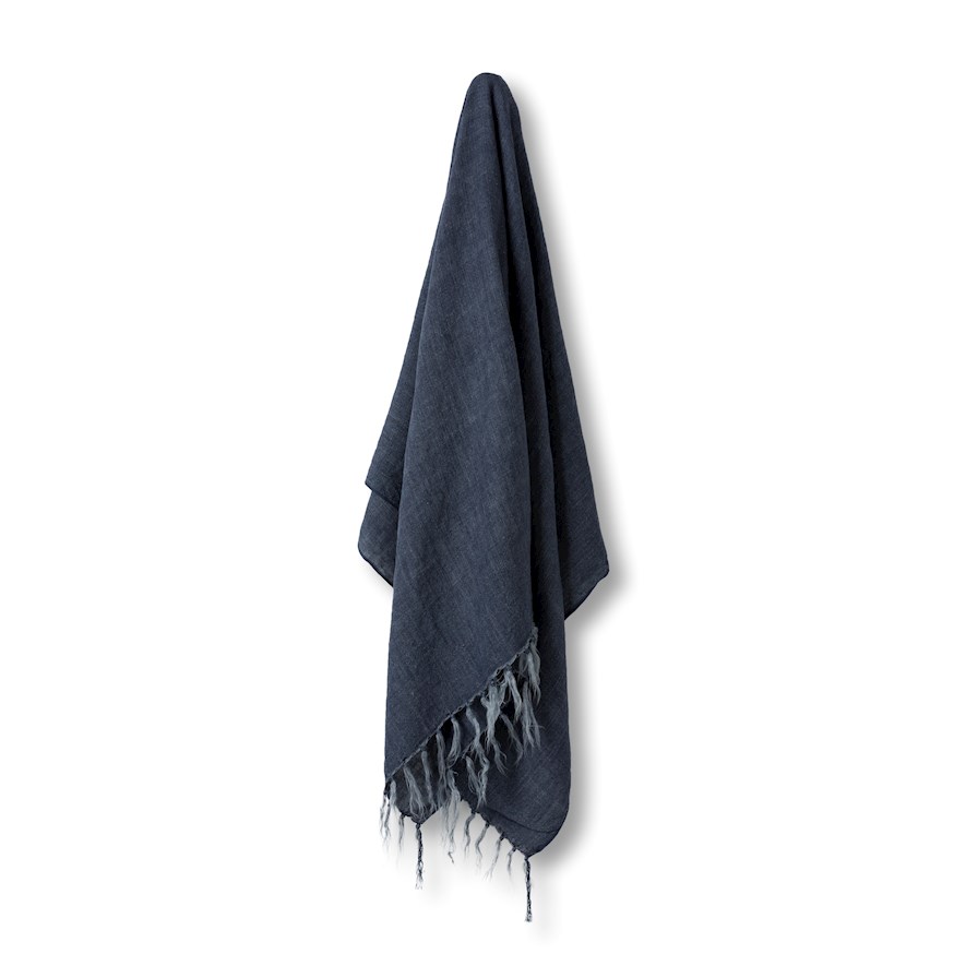 Malmo Linen Throw in Denim | Adairs