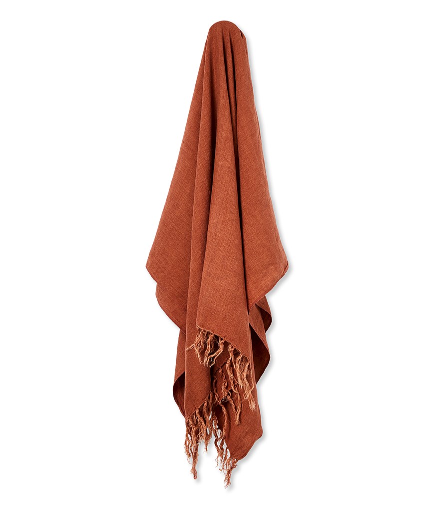 Malmo Linen Rust Throw | Adairs