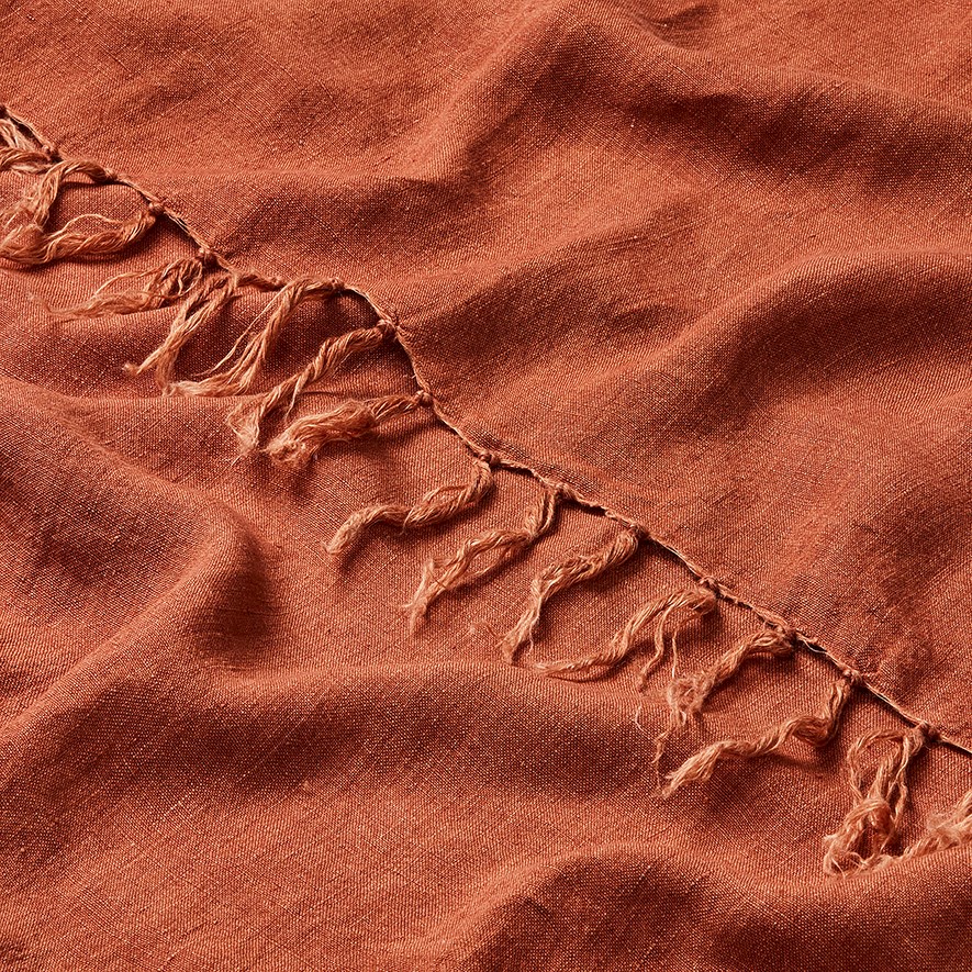 Malmo Linen Rust Throw | Adairs