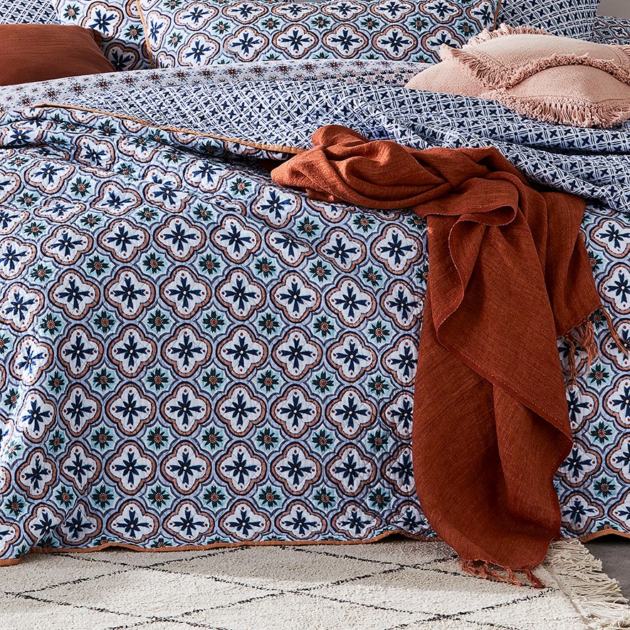 Malmo Linen Rust Throw | Adairs