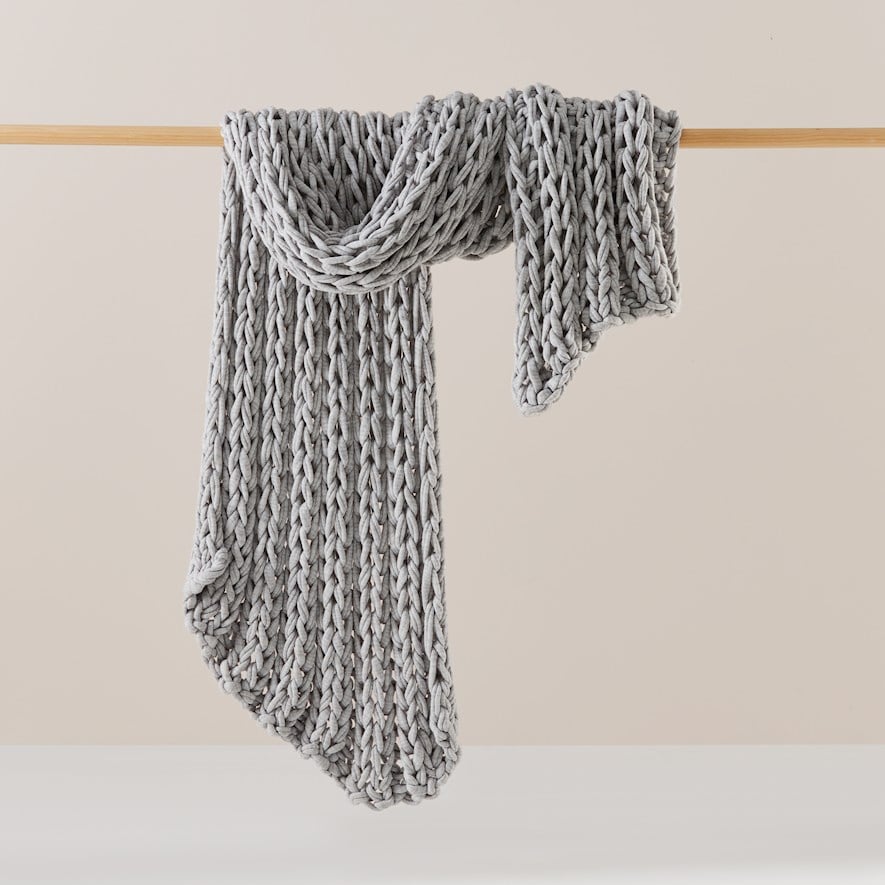 Newport Grey Marle Chunky Knit Throw | Adairs