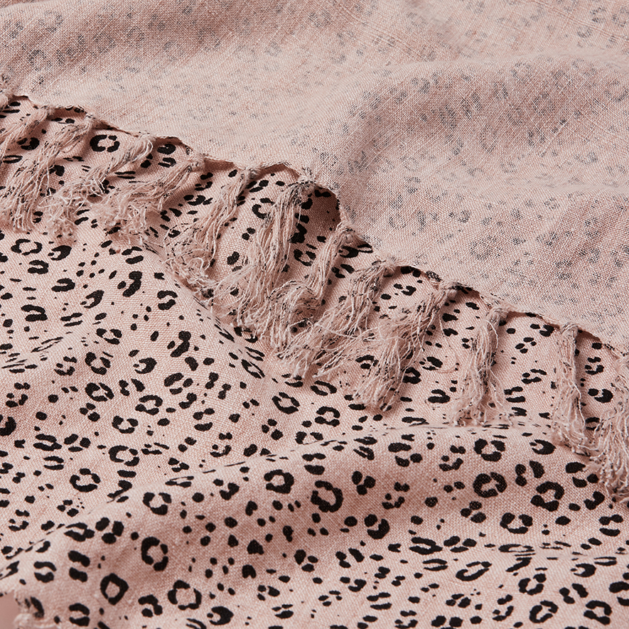 Malmo Blush Leopard Small Print Linen Throw | Adairs
