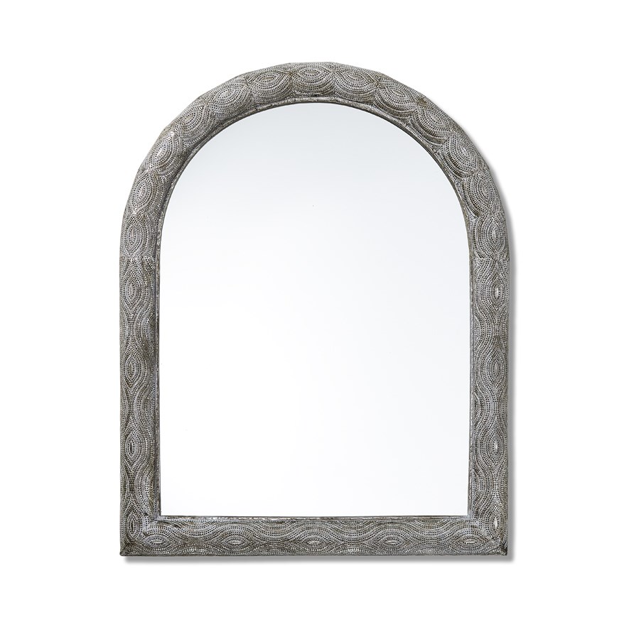 Taza Antique Silver Arch Mirror Round | Adairs