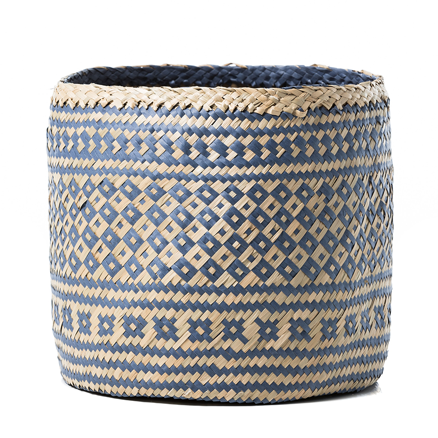 Aztec Round Basket Blue | Adairs