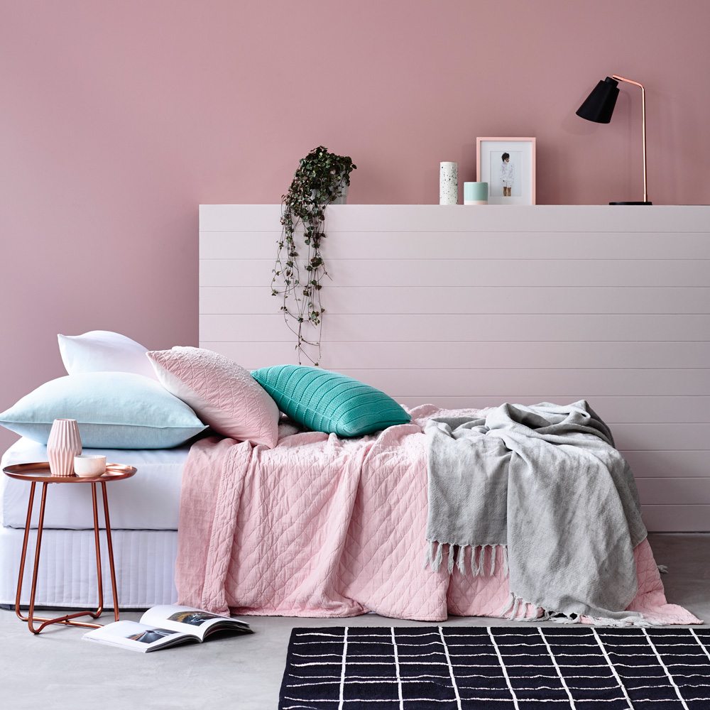 Diamond Coverlet Pink | Adairs