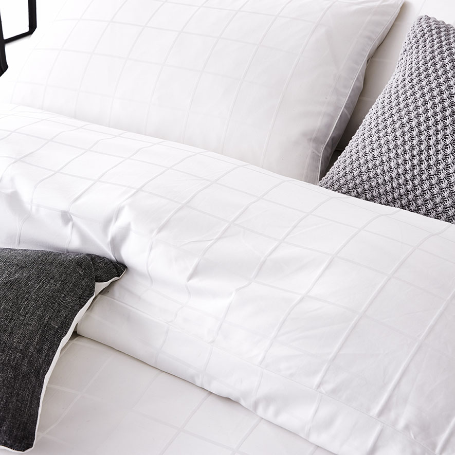 Gramercy Grid 1000TC Quilt Cover White | Adairs