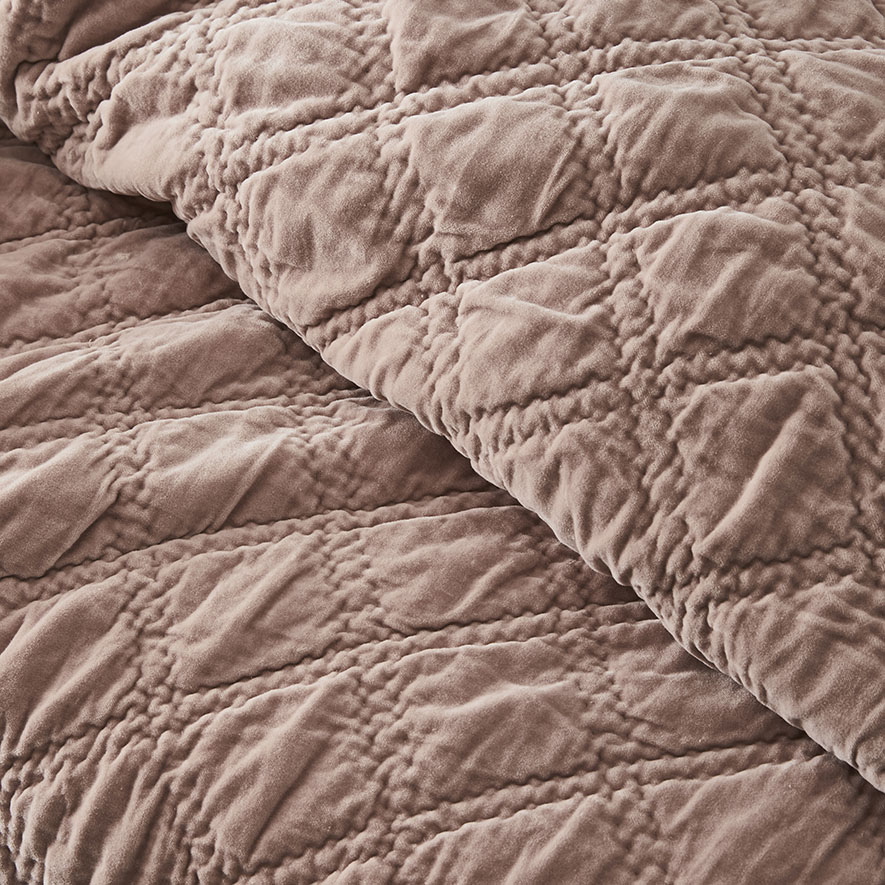 Cotton Velvet Coverlet Pink | Adairs
