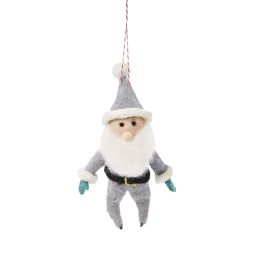 Christmas Felt Decoration Santa Grey | Adairs