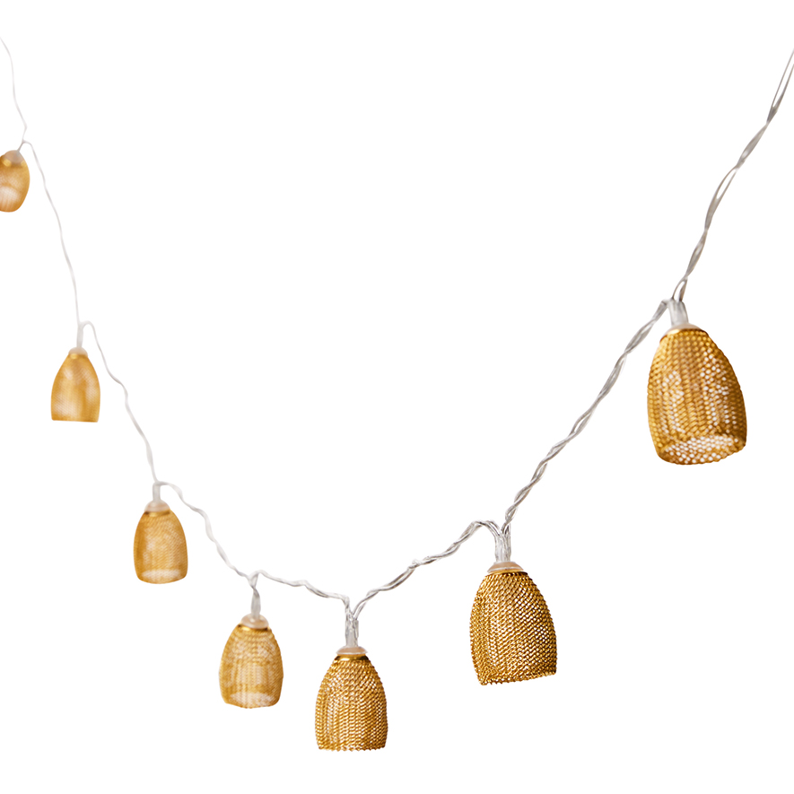 Mesh String Lantern Lights in Gold | Adairs
