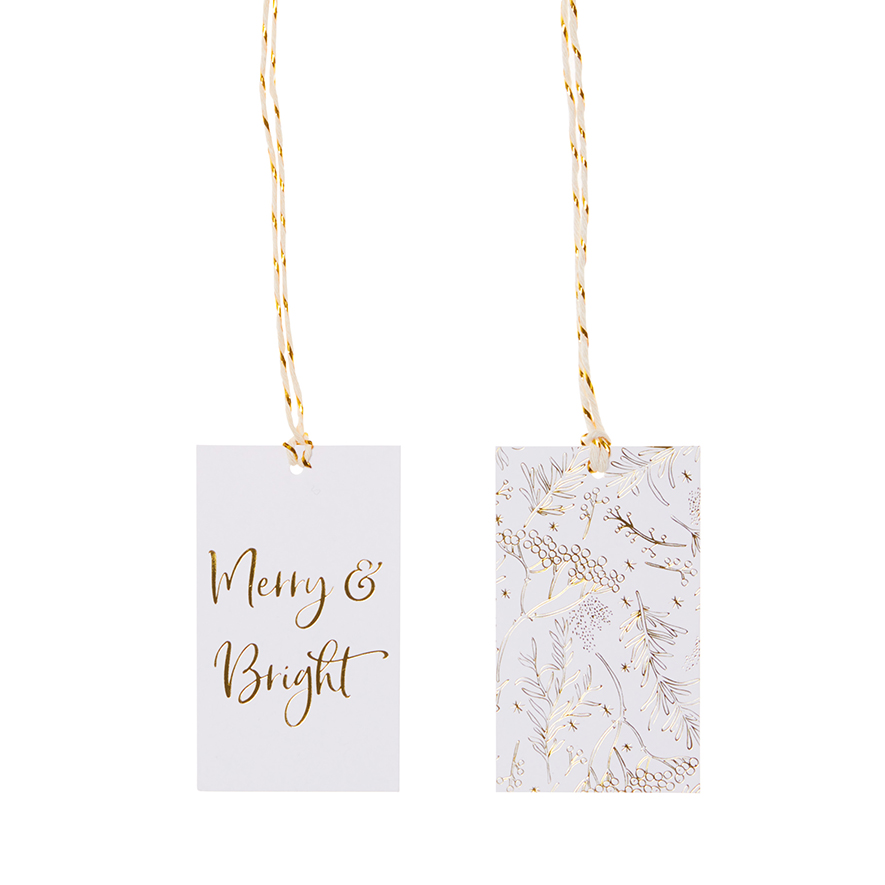 Christmas Gift Tags Gold Botanical Pack of 10 | Adairs