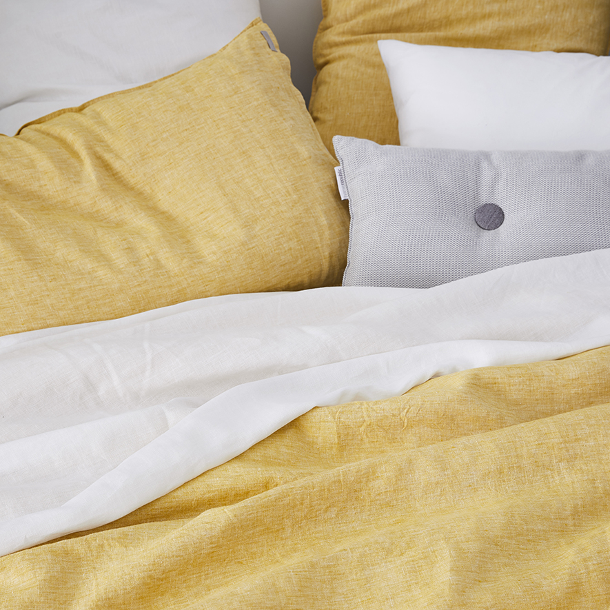 Home Republic - Vintage Washed Linen Quilt Cover Mustard | Adairs